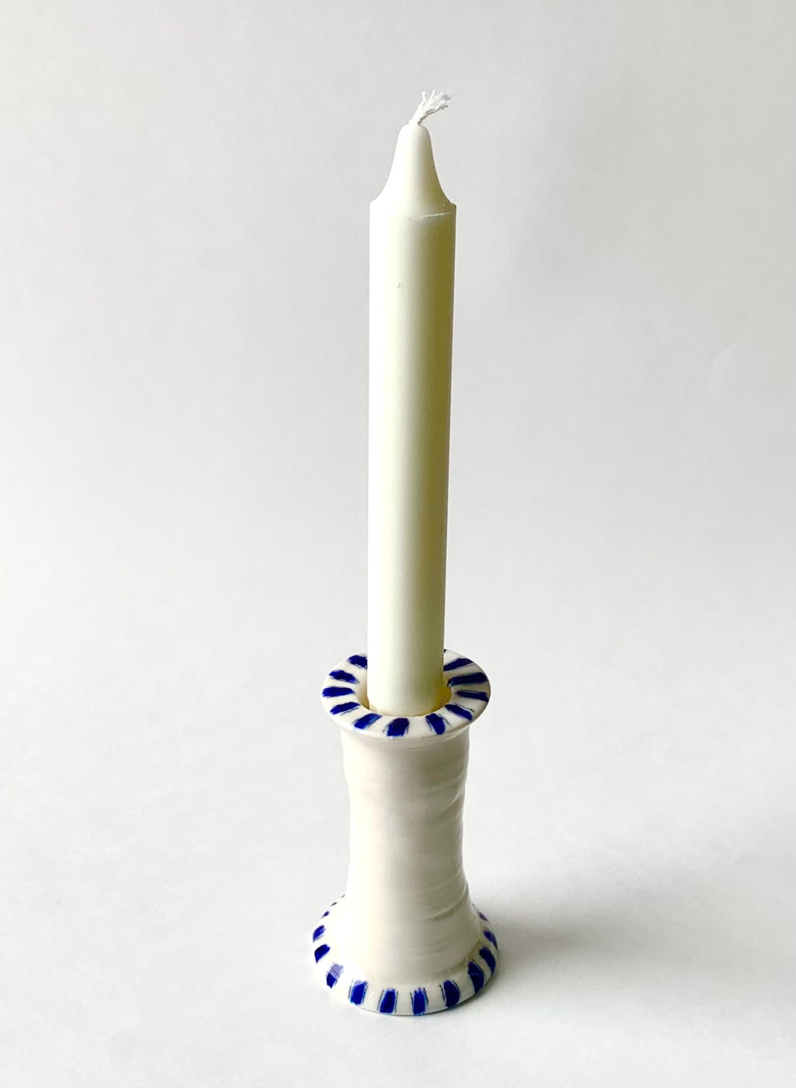 Only 1 Set Available 3 Porcelain Candlestick Holders, Striped, Rustic ...