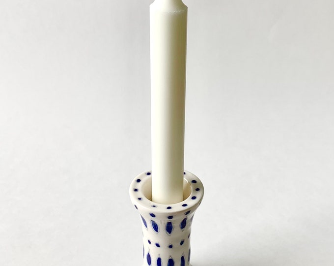 Only 1 Set Available 3 Porcelain Candlestick Holders, Striped, Rustic ...