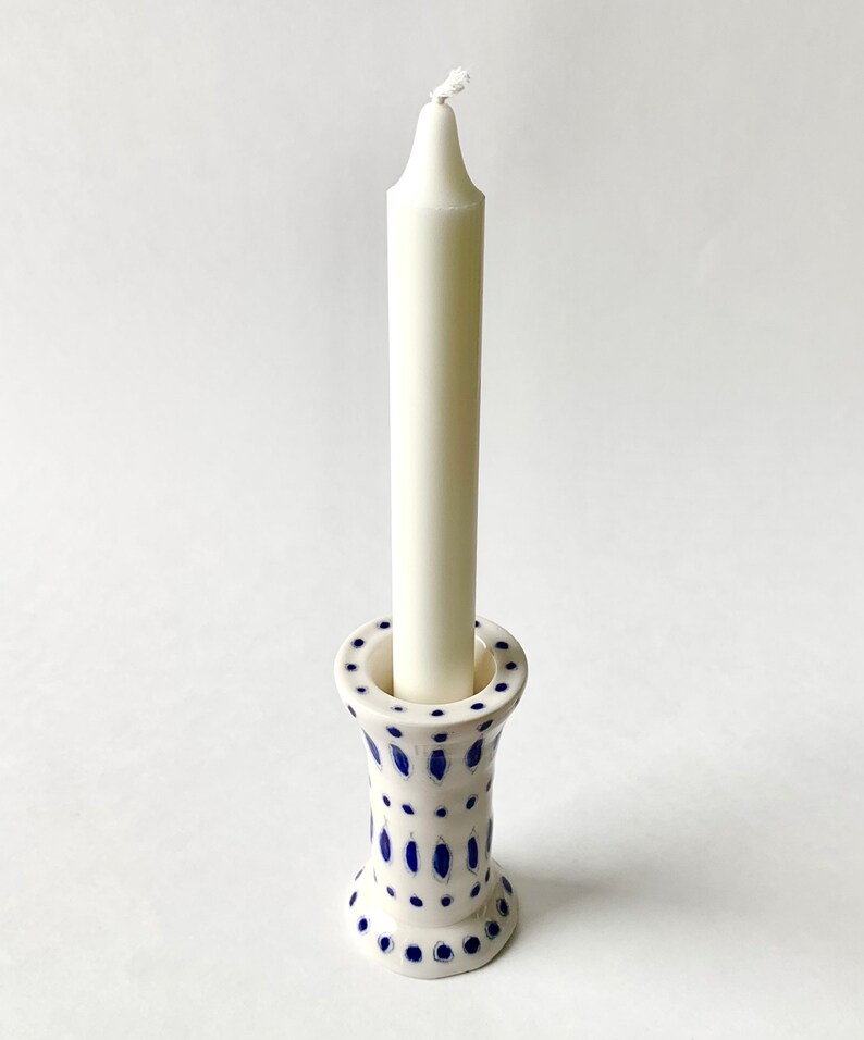 Only 1 Set Available 3 Porcelain Candlestick Holders, Striped, Rustic, Eclectic, OOAK, Table ...