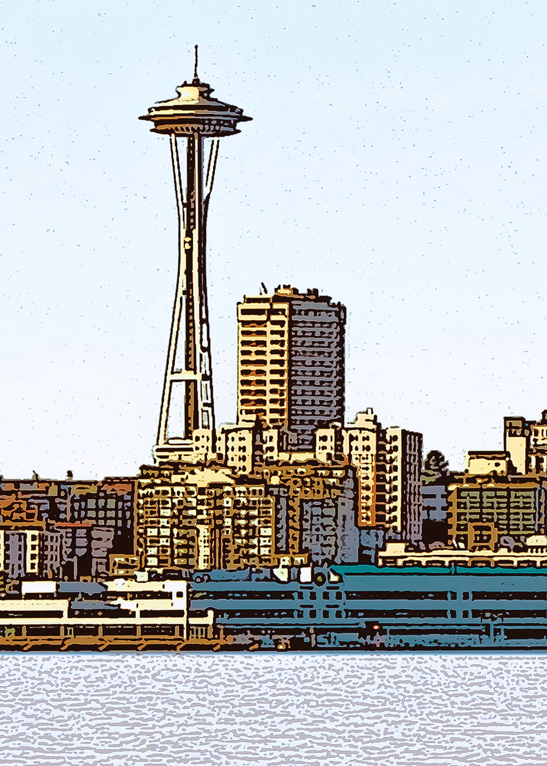 Seattle Skyline Six Panel Print - Etsy