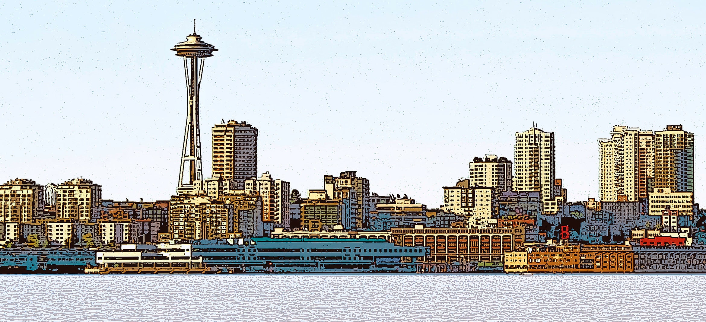 Seattle Skyline Six Panel Print - Etsy