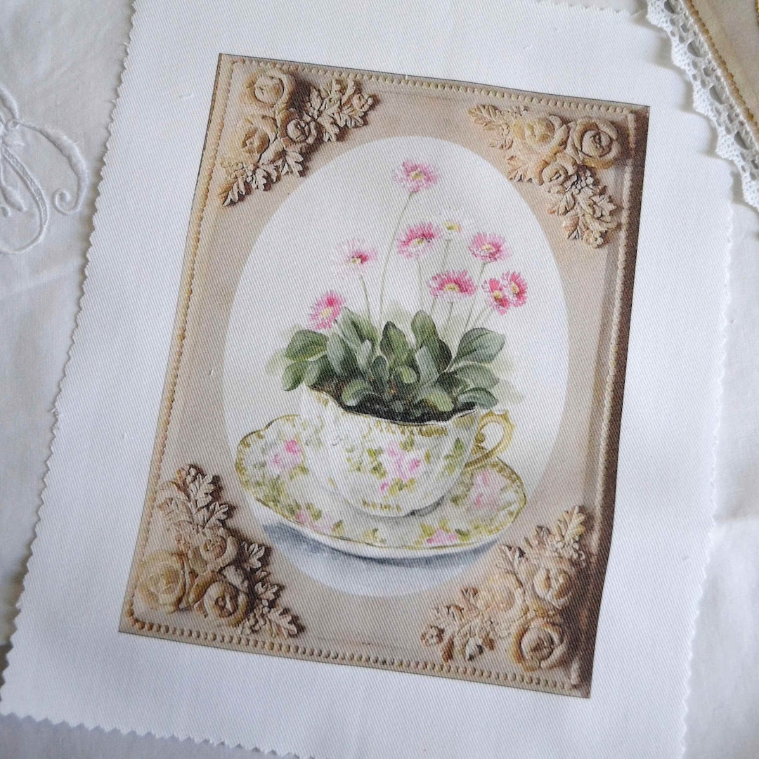 Shabby Chic Floral Decorative Quilt Panel, Silk Ribbon Embroidery Panel ...