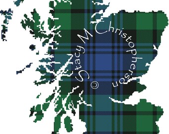 Scotland Map With Murray Scottish Clan Tartan Cross Stitch Pattern ...