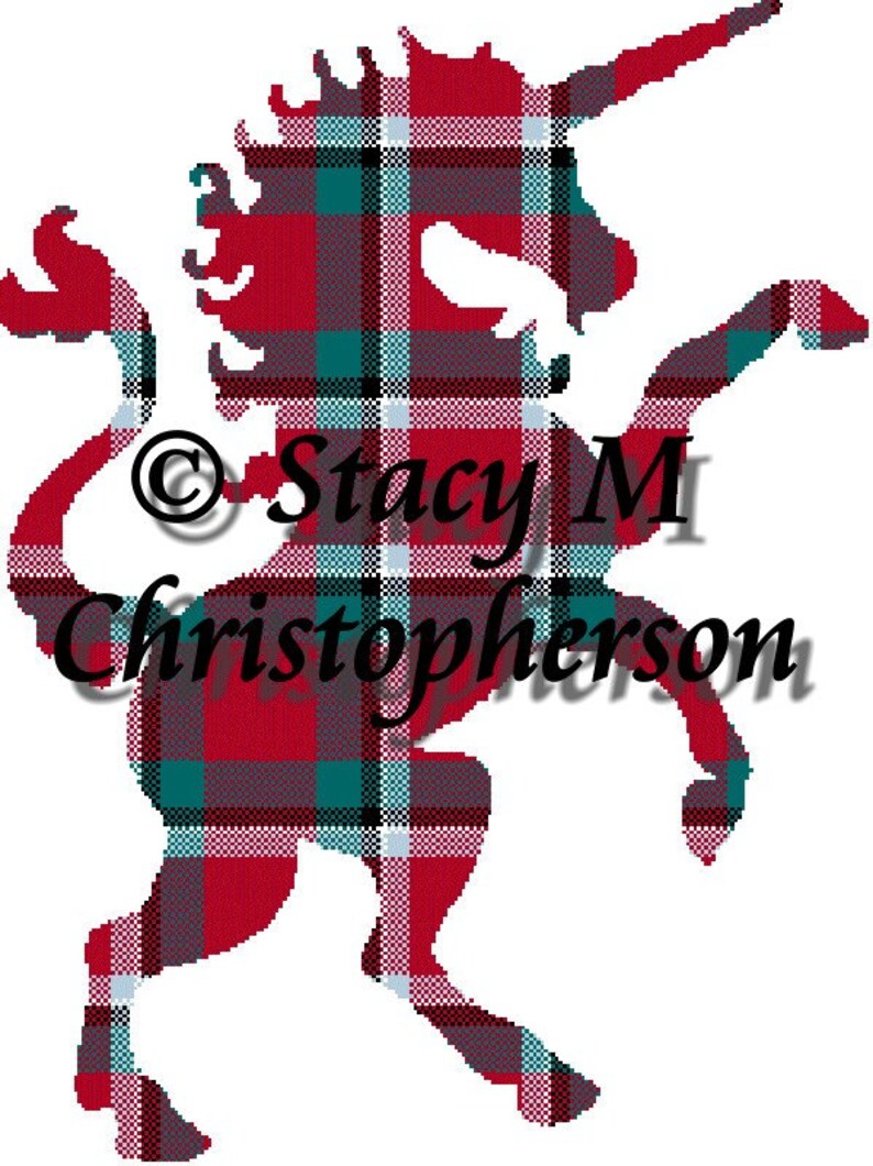 Unicorn Scottish Tartan Cross Stitch Pattern | Etsy