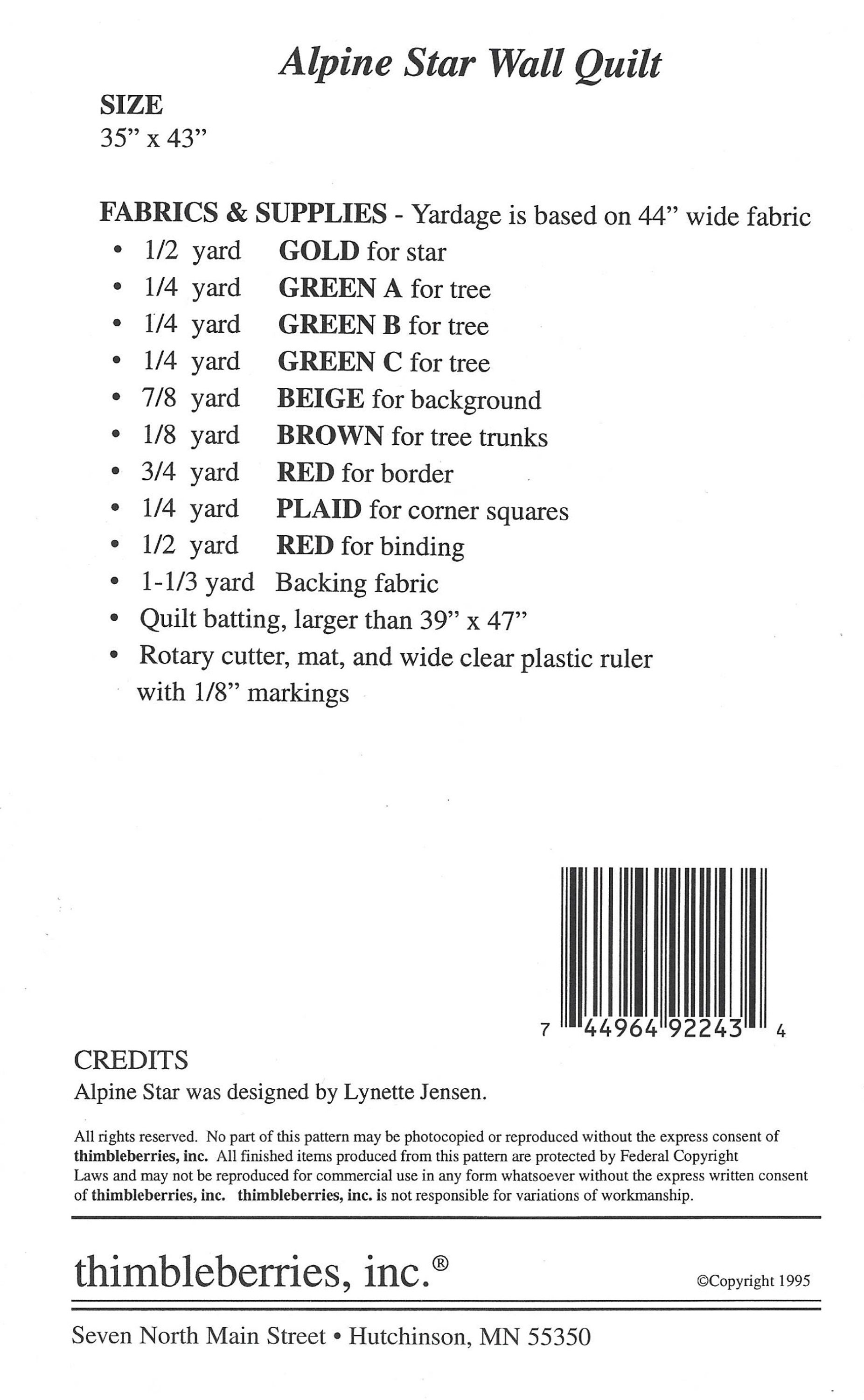 Alpine Star Quilt Pattern From Thimbleberries - Etsy