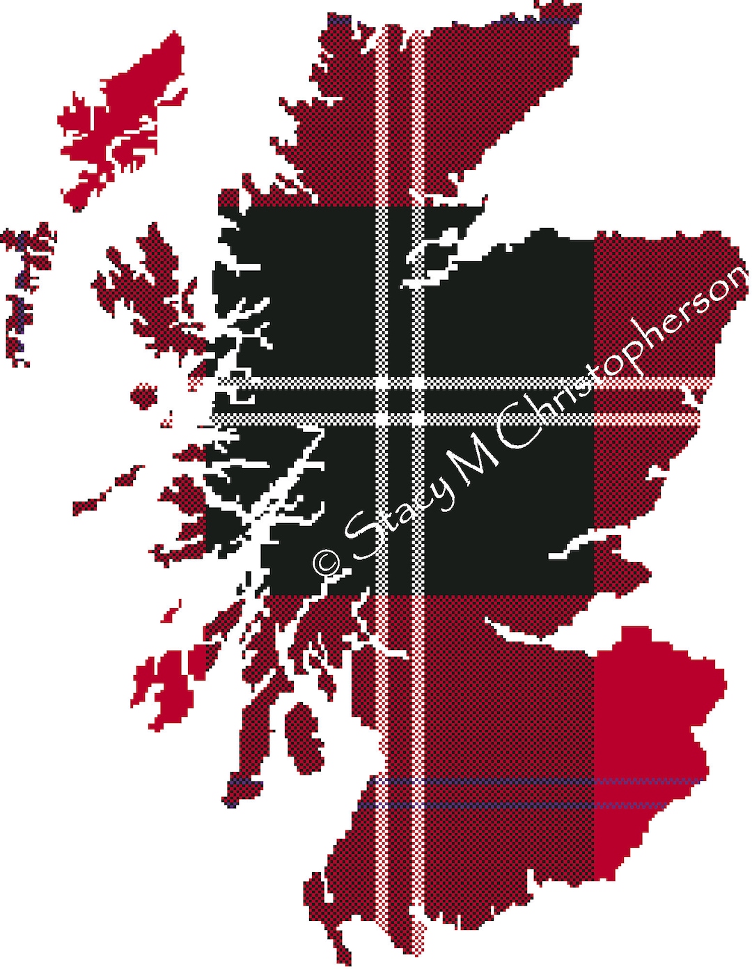 Scottish Tartan Cross Stitch Pattern - Scotland Map - Etsy