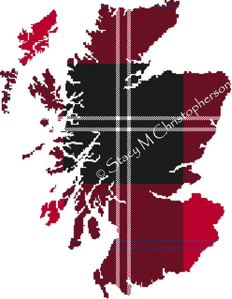 Scottish Tartan Cross Stitch Pattern - Scotland Map - Etsy