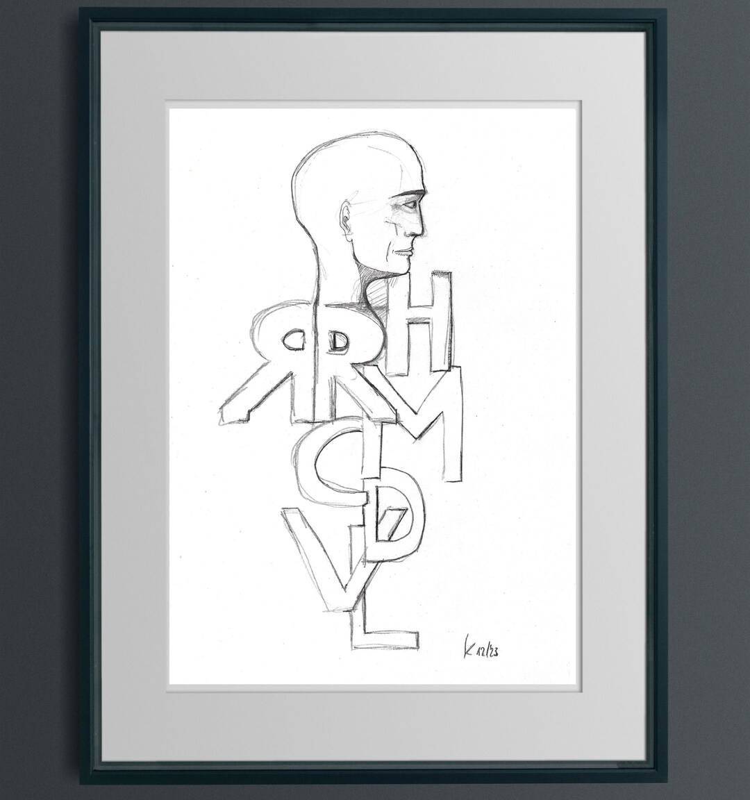 Typography Head Drawing Original Artwork and Art Prints - Etsy