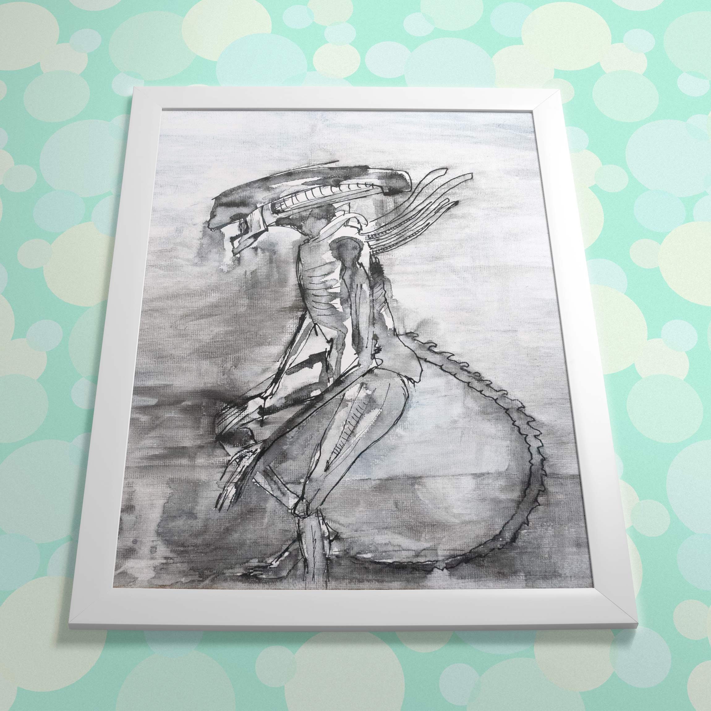 Sci-fi Movie - Alien Illustration - Ink Drawing: Xenomorph - Art Print ...