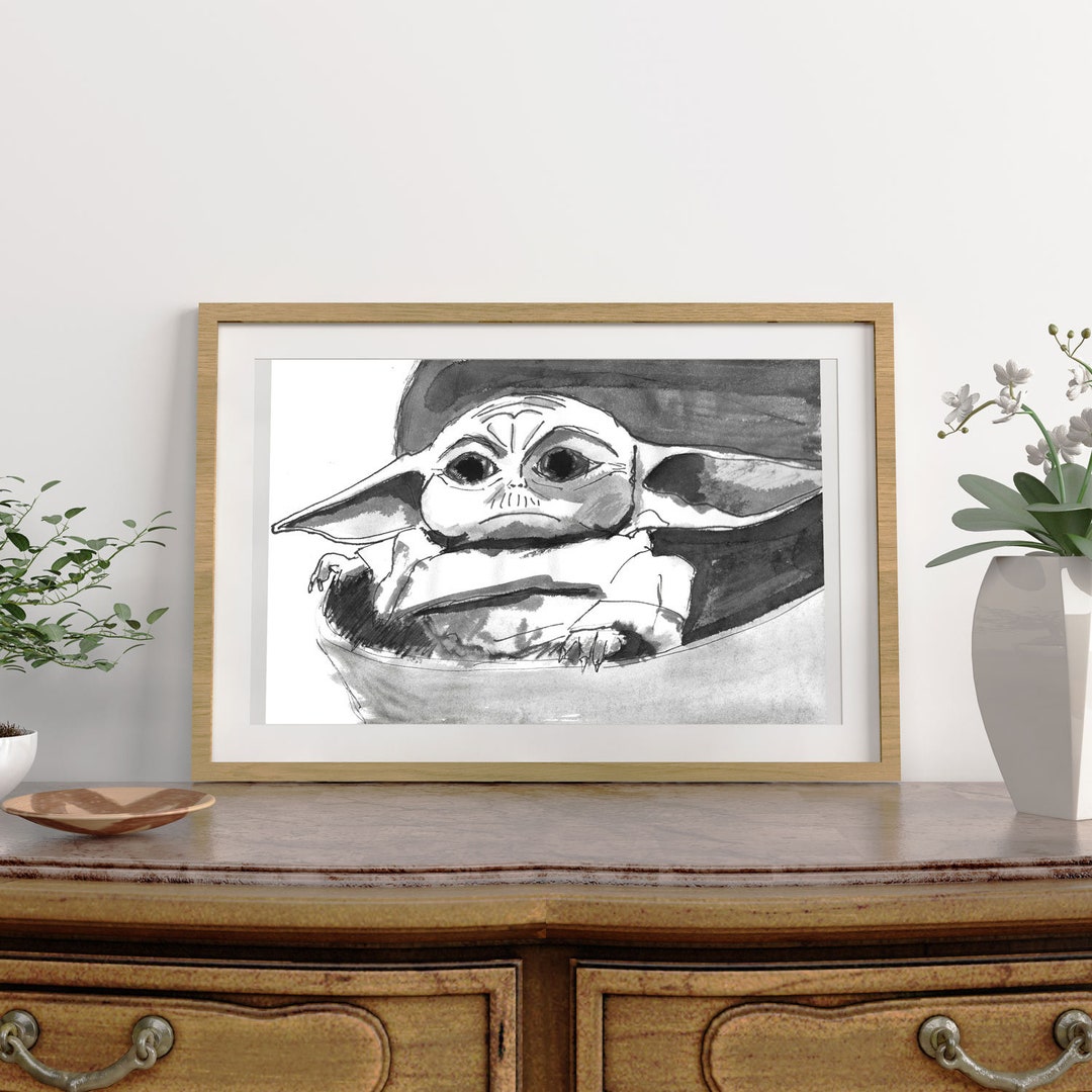 Grogu - Baby Yoda - Ink Drawing - Original Artwork and Art Prints - Etsy