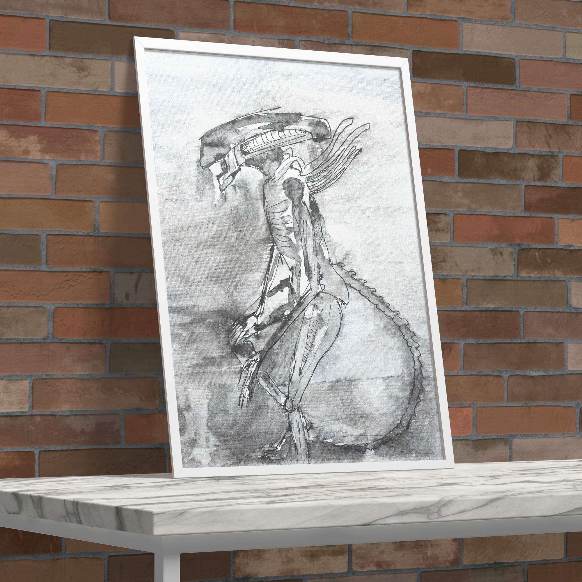 Sci-fi Movie Alien Illustration Ink Drawing: Xenomorph Art Print - Etsy