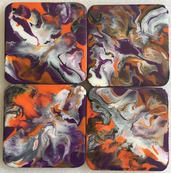 Fluid Art Coasters Set of 4 Drink Coasters - Etsy