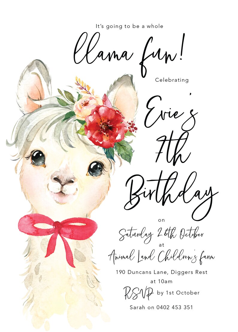 Llama Fun Children's Birthday Invitation DIGITAL FILE or - Etsy