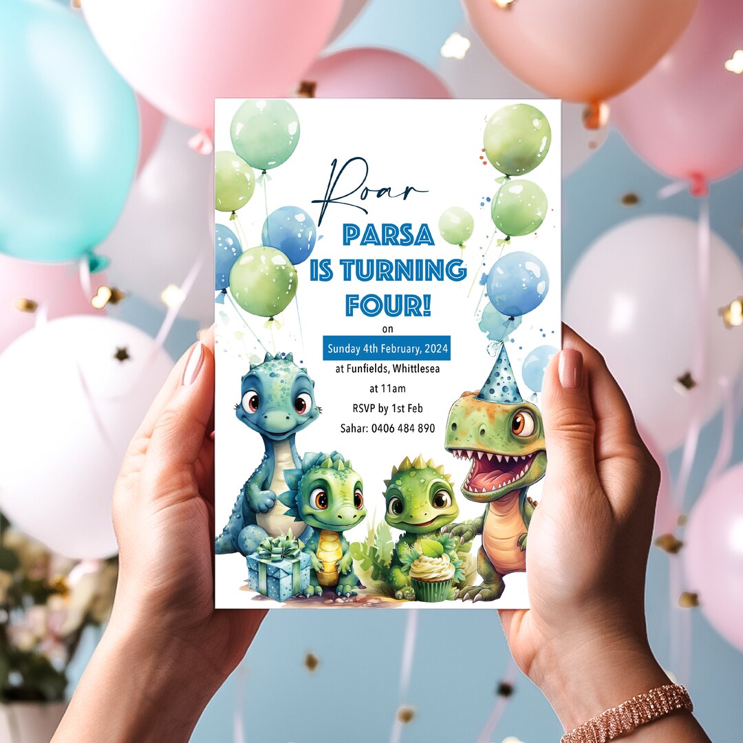 Printable Dinosaur Invitations Kids Birthday Invitations Digital File ...