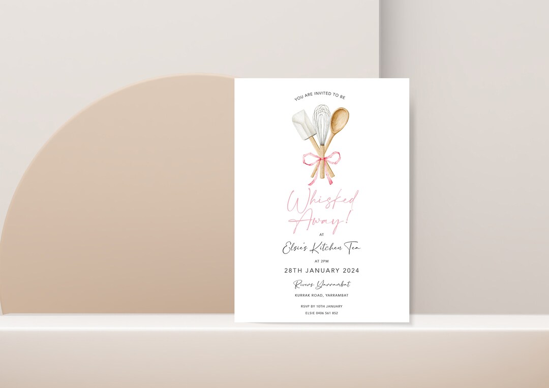 Whisked Away Kitchen Tea Invitation Bridal Shower Invitation Printing ...
