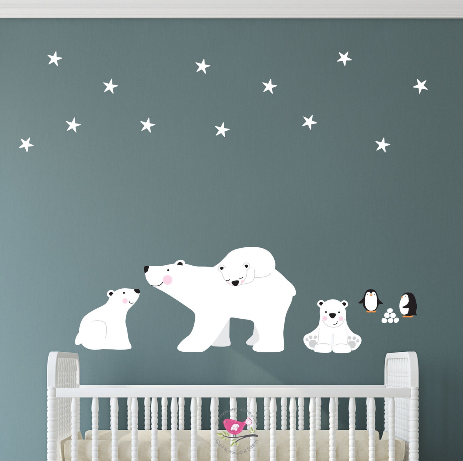 Polar Bear Decal Penguin Wall Stickers Snow Balls Star | Etsy