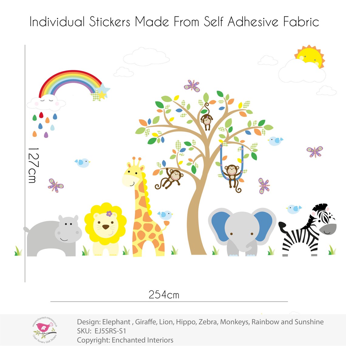 Jungle Wall Stickers Safari Decals Boys Nursery Decor Tree - Etsy