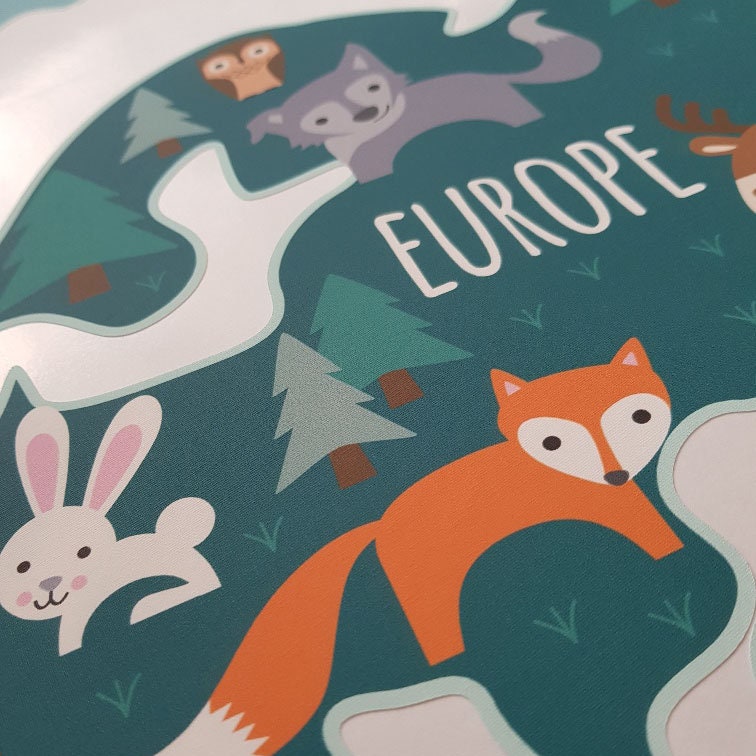 Childrens World Map Decal Educational Kids Wall Sticker | Etsy UK