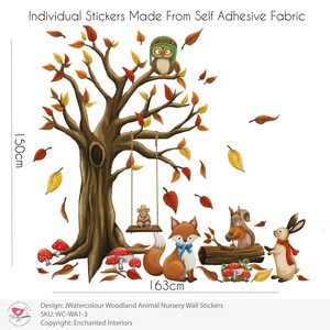 Woodland Wall Stickers, Autumn Forest Nursery Decals, Forest Animals ...
