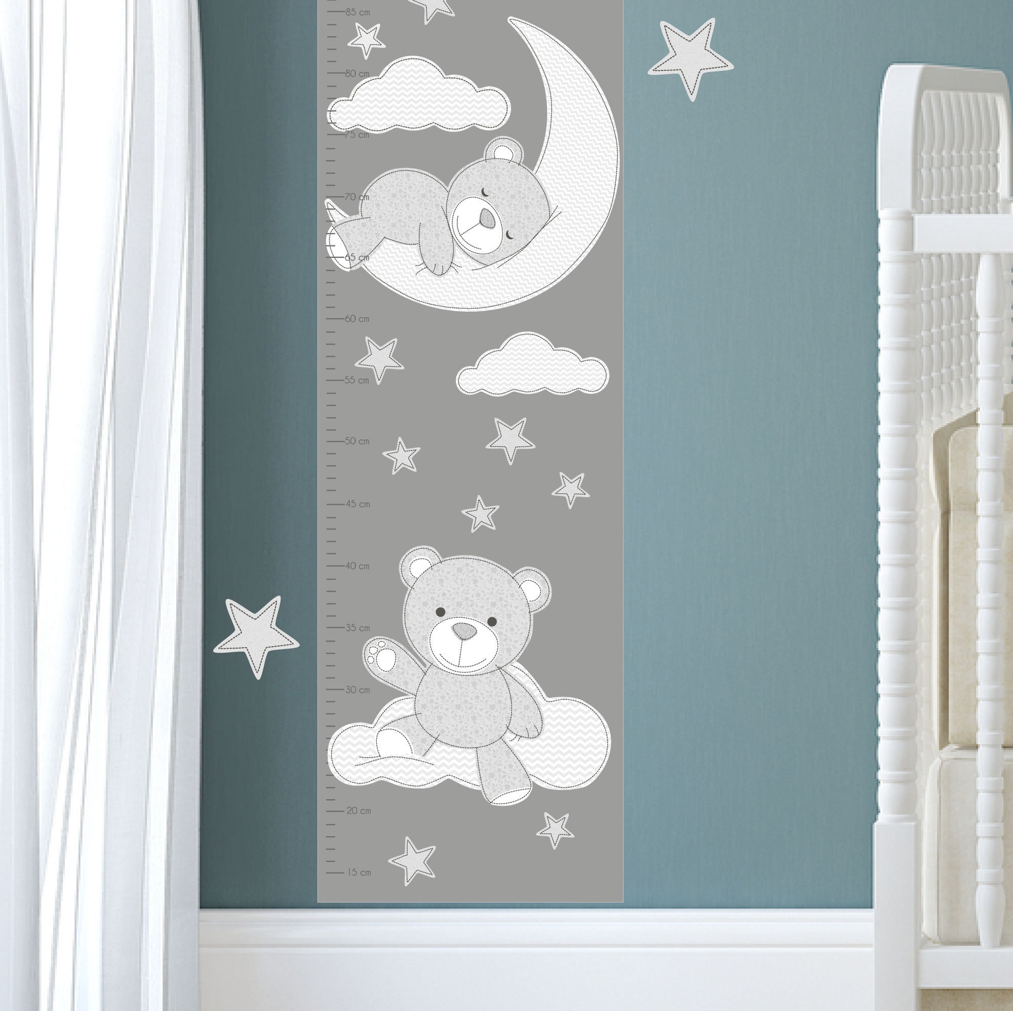 Teddy Bear Decal Nursery Wall Stickers Stars Clouds and Moon | Etsy