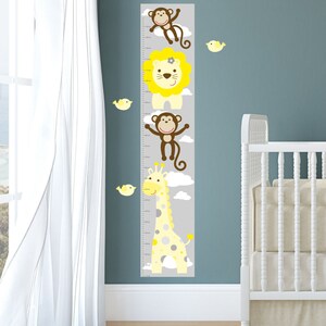 Jungle Height Chart, Personalised for Children, Yellow & Grey Nursery ...