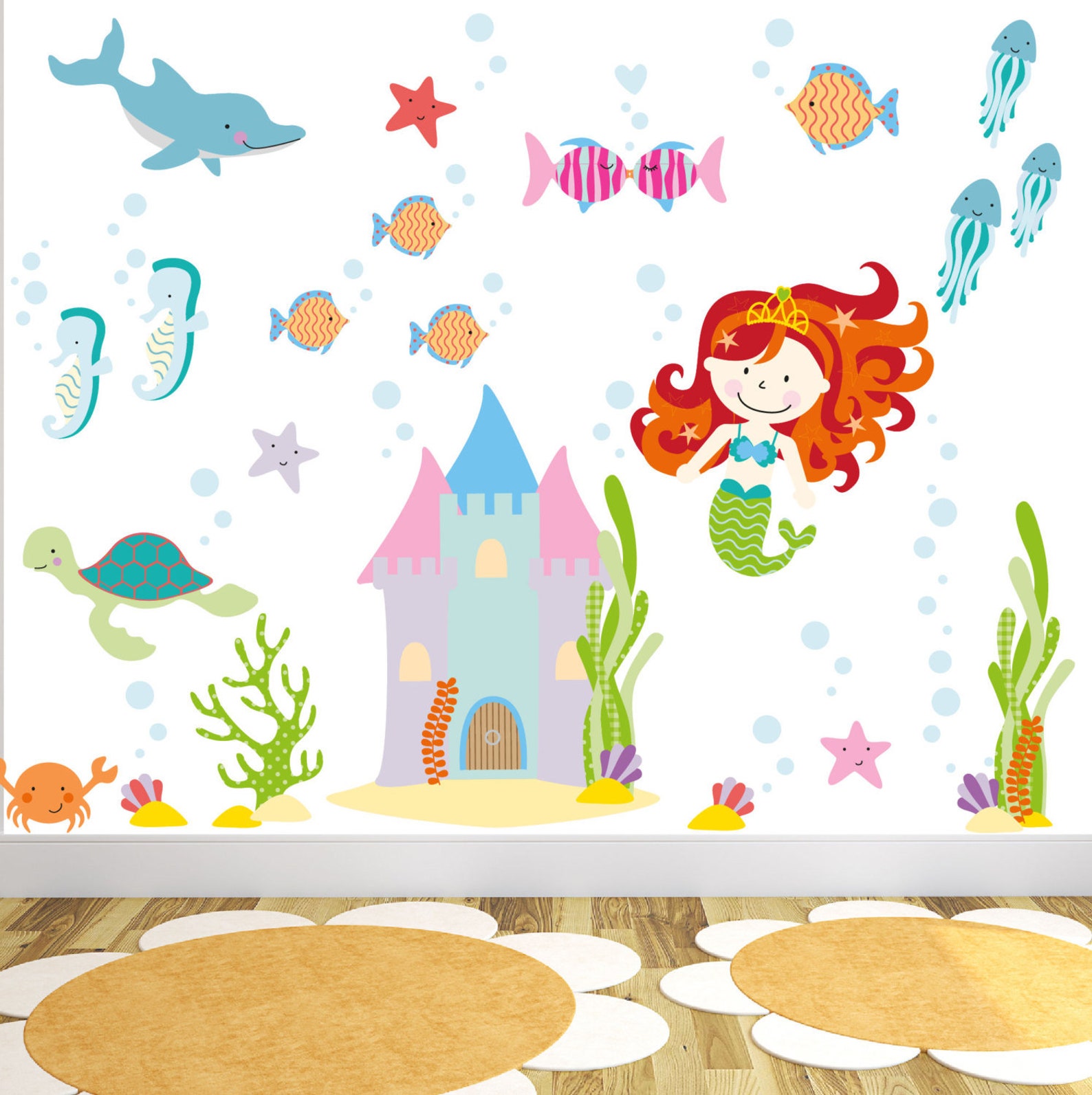 Mermaid Decal Toddler Girls Wall Stickers Sea Creatures - Etsy