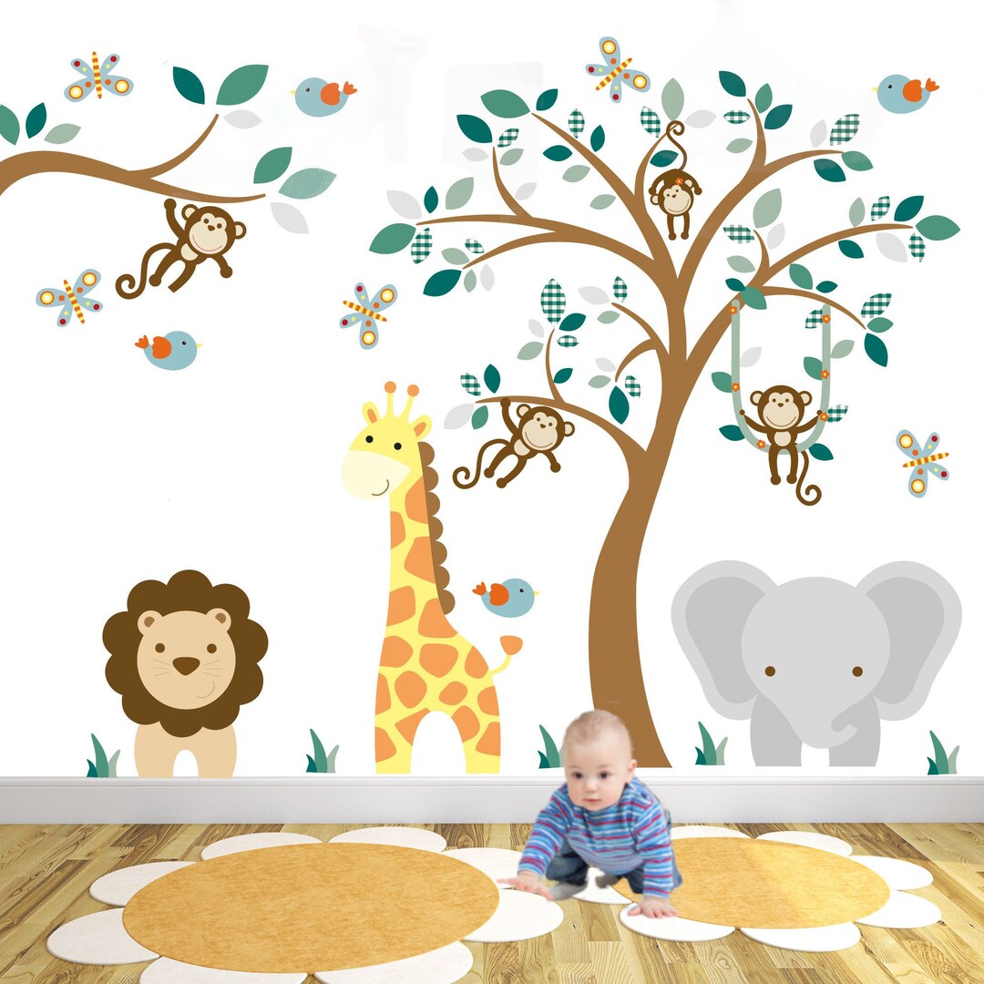 Jungle Animals Fabric Wall Decals: Safari Nursery Decor - Etsy