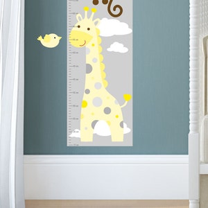 Jungle Height Chart, Personalised for Children, Yellow & Grey Nursery ...