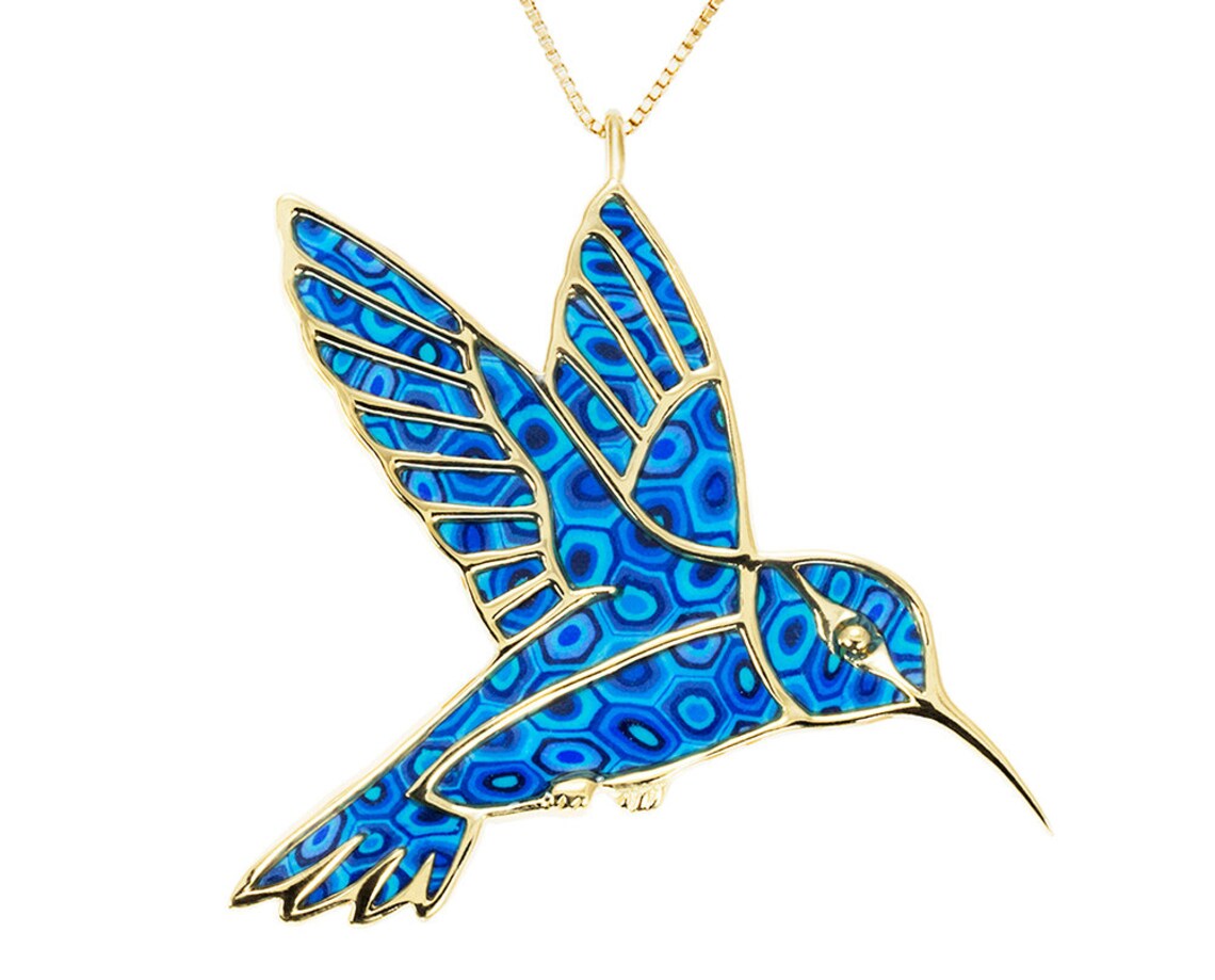 Colgante de colibrí en tonos perlados Collar artesanal de | Etsy