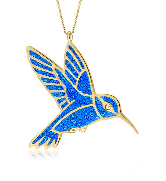 Collier Colibri dOr Oiseau mouche délicatement nacré - Etsy France