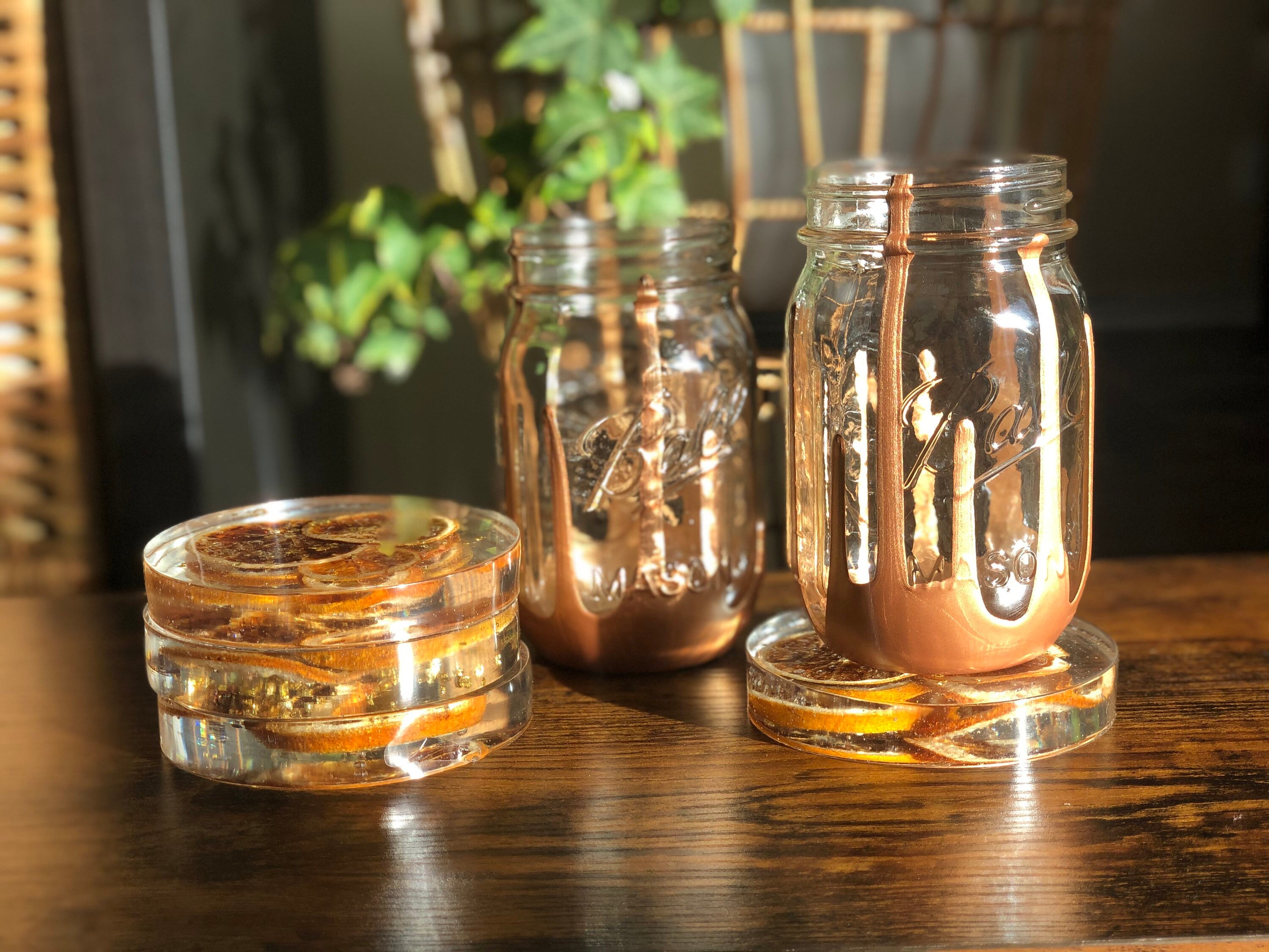 Copper Elegance Centerpiece: Hand Painted Mason Jars - Etsy