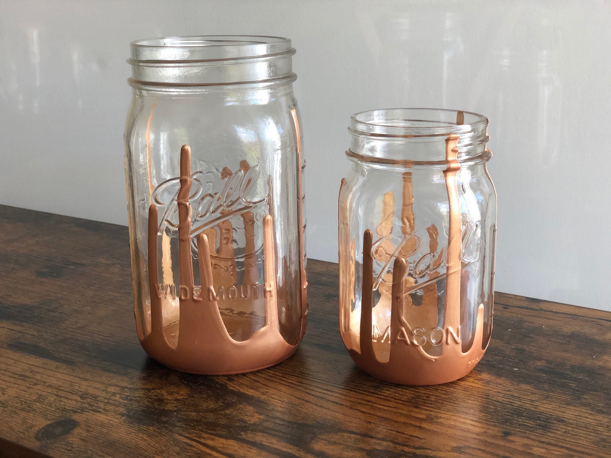 Copper Elegance Centerpiece: Hand Painted Mason Jars - Etsy