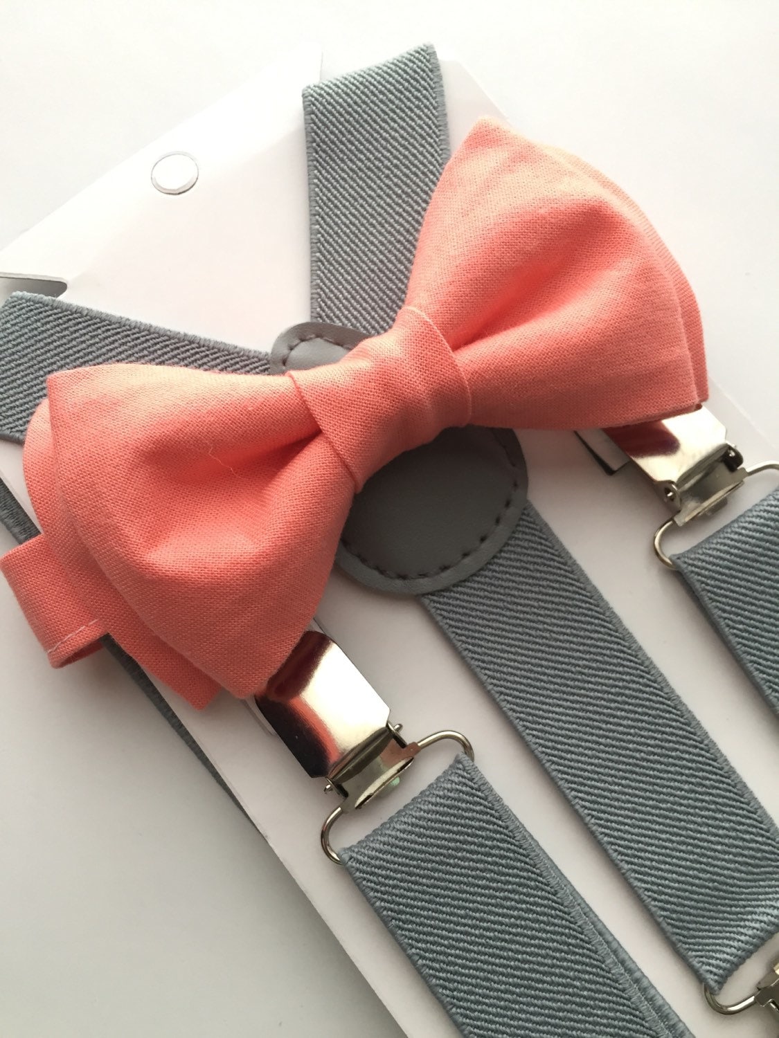Boys Light Coral Bow Tie & Suspender Set - Etsy
