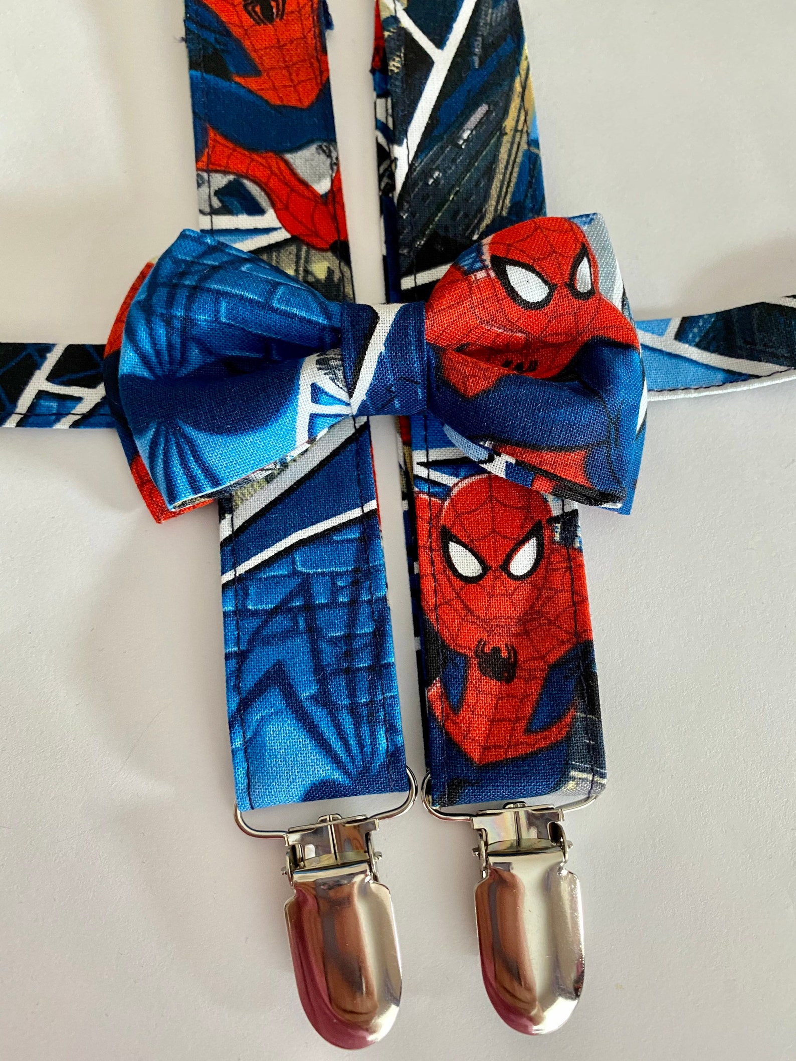Superhero Spider Man Geek Suspenders/ Bow Tie Set Kids - Etsy