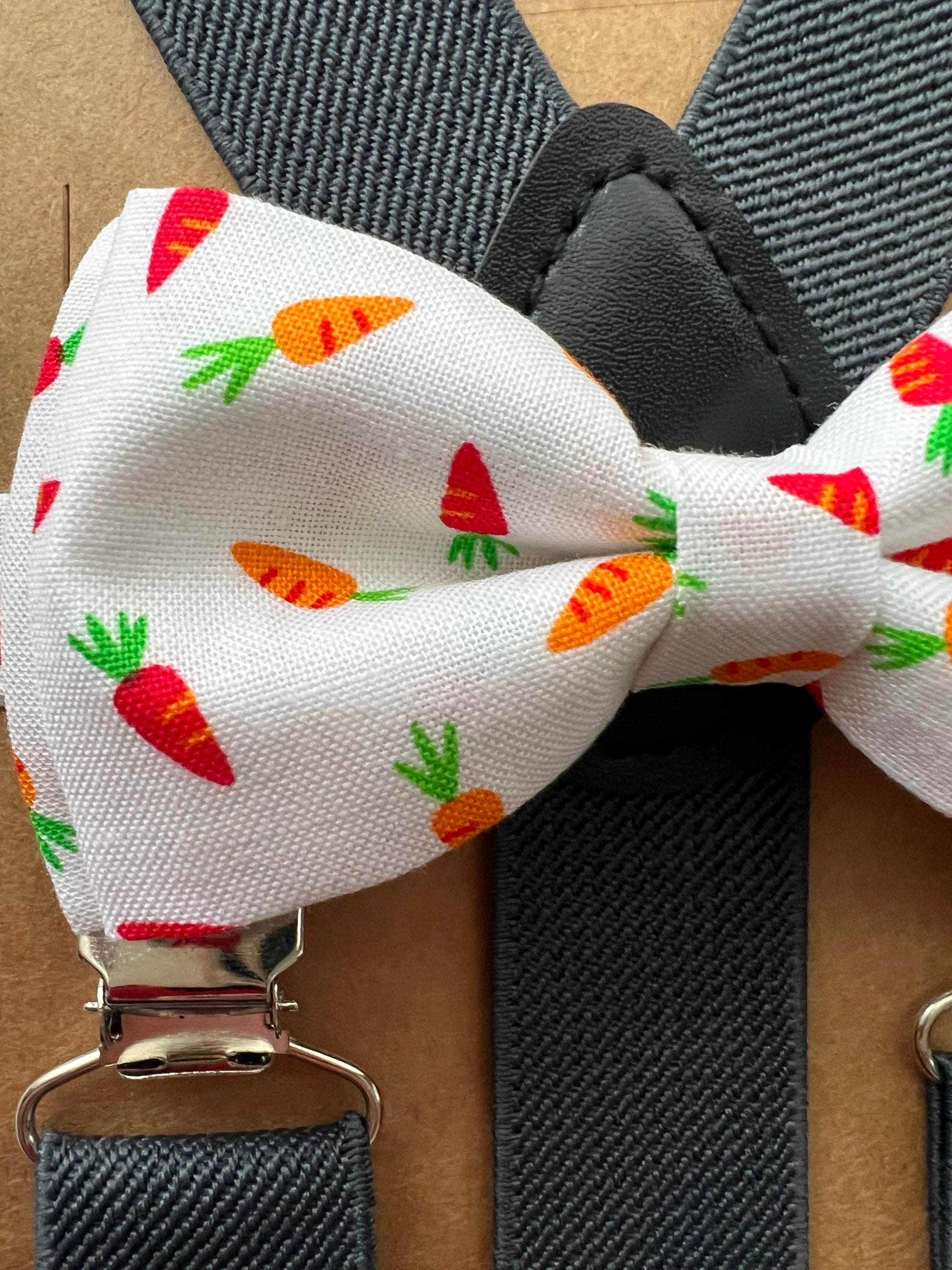 Easter Carrots Bow Tie and Light Grey Suspenders Sets. Carrots Easter ...