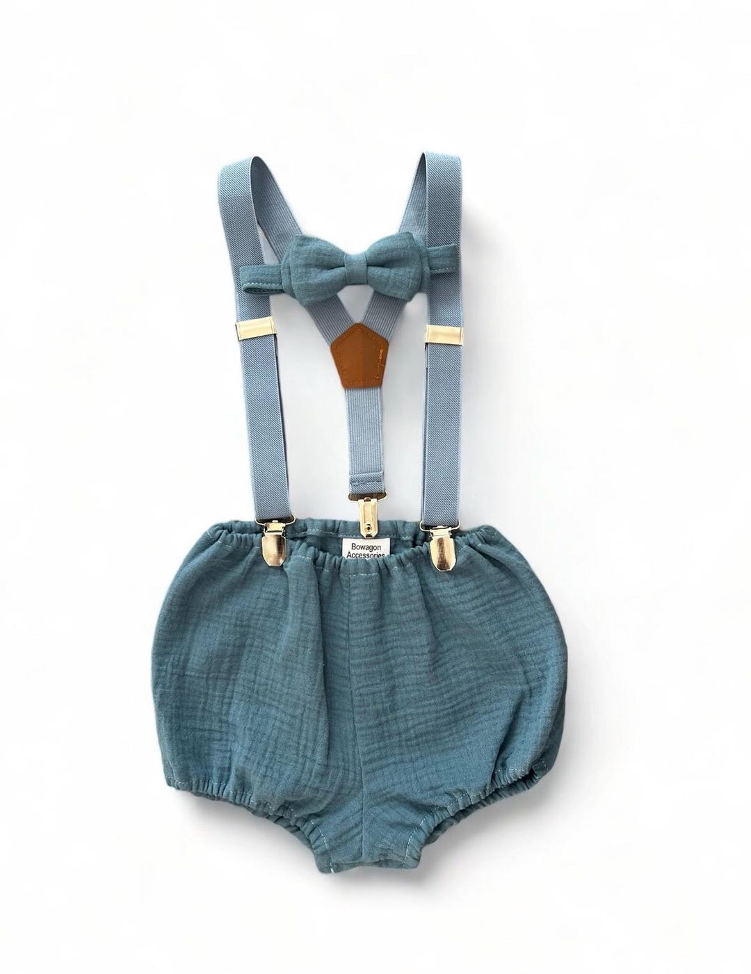 Dusty Blue Bloomers and Suspenders Baby's Cake Smash Outfit. Blue Bow ...