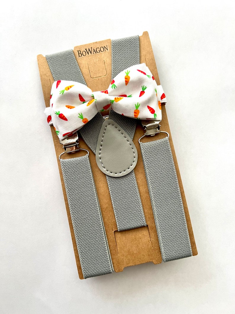 Easter Carrots Bow Tie and Light Grey Suspenders Sets. Carrots Easter ...