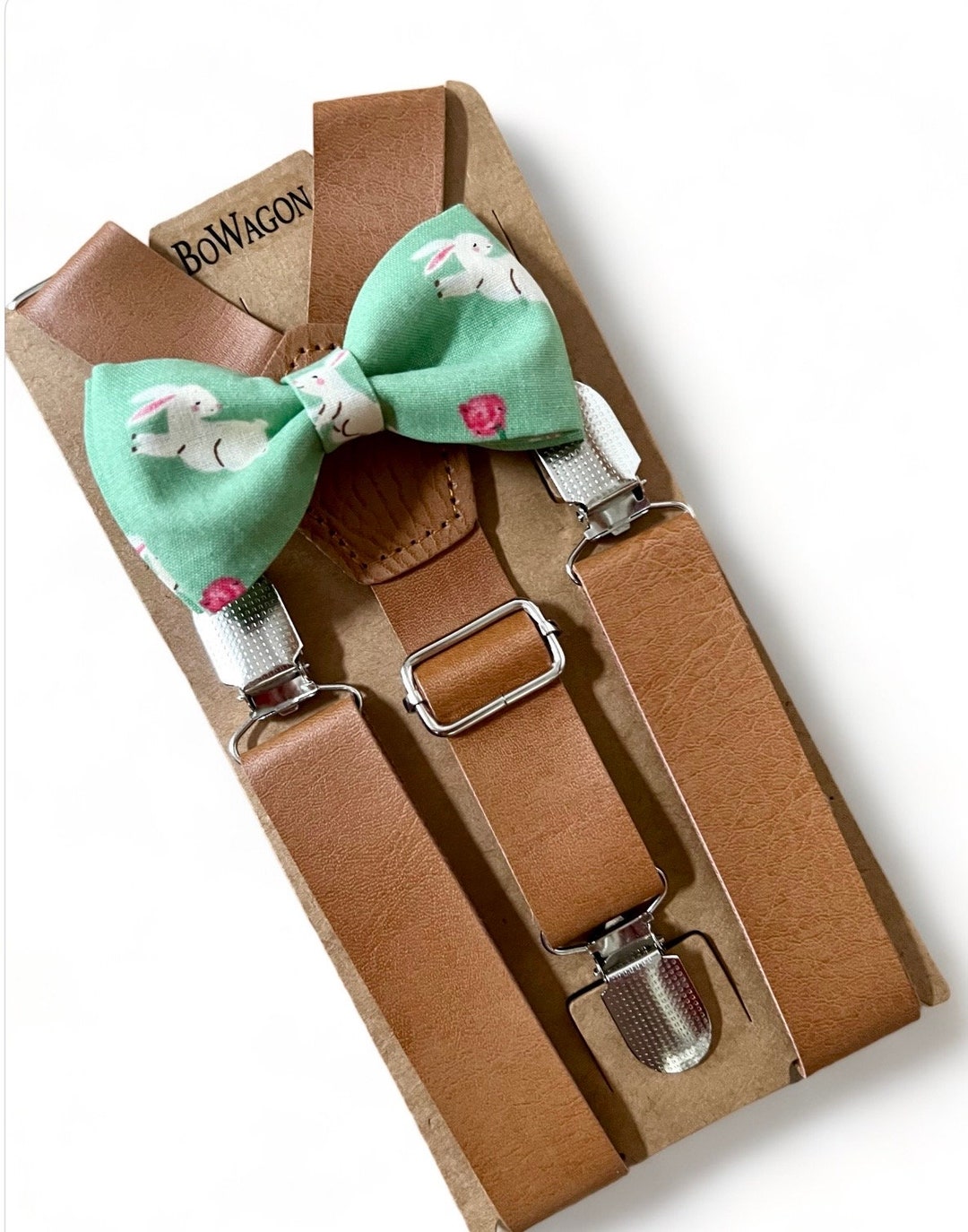 Easter Bunny Floral Bow Tie and Tan Suspenders Sets. Adults/kids Easter ...