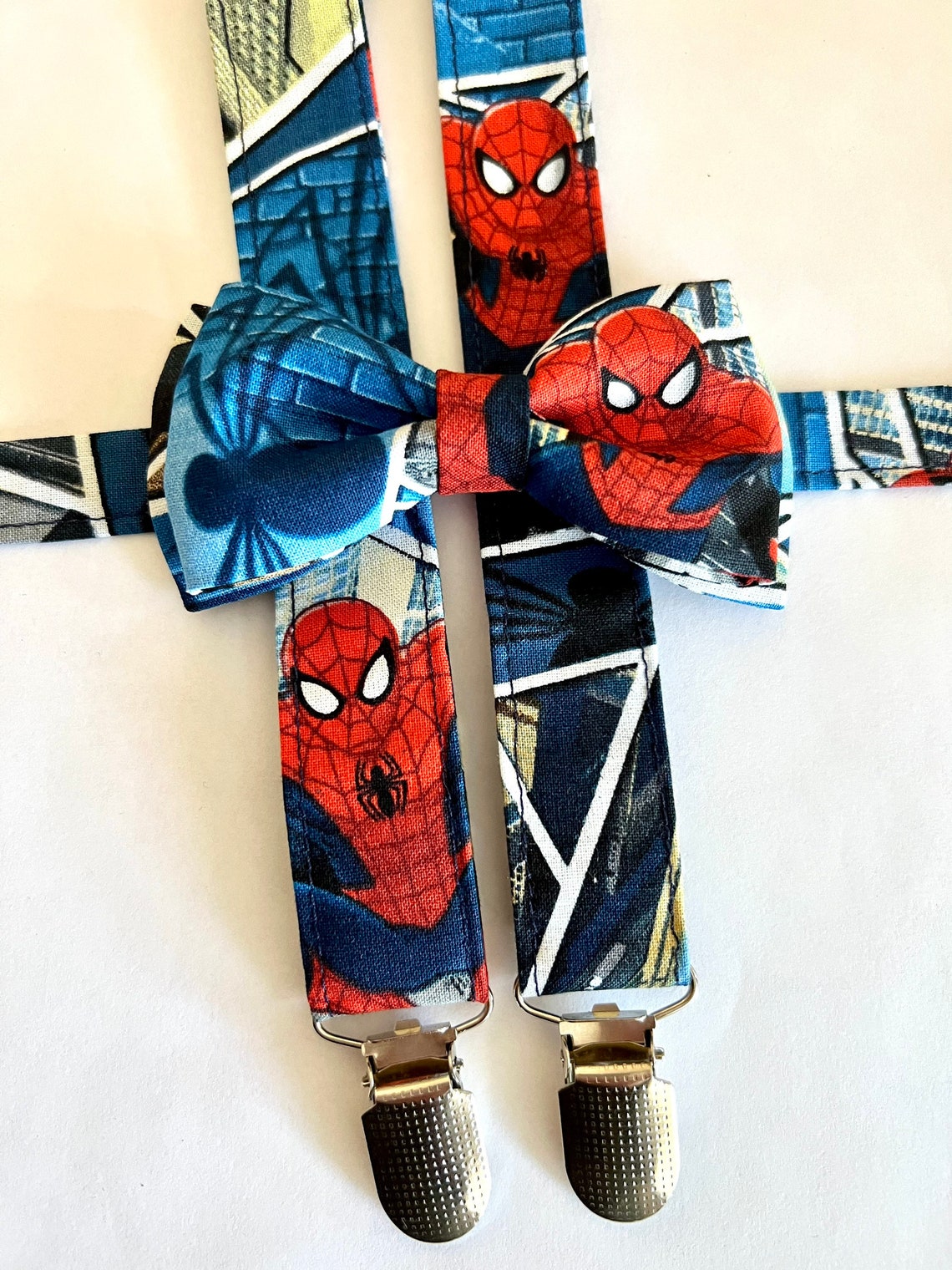 Superhero Spider Man Geek Suspenders/ Bow Tie Set Kids - Etsy