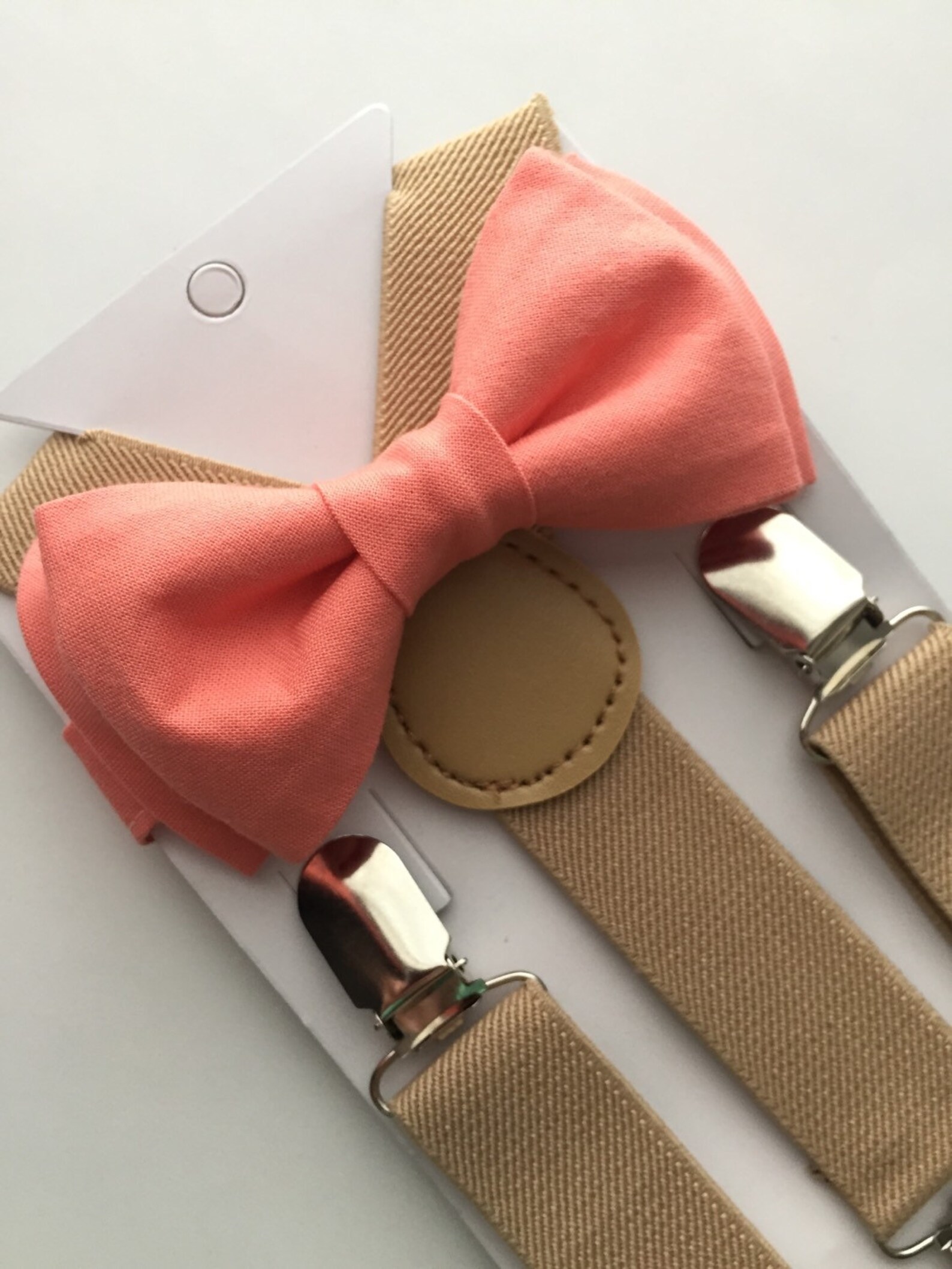 Boys Light Coral Bow Tie & Suspender Set - Etsy