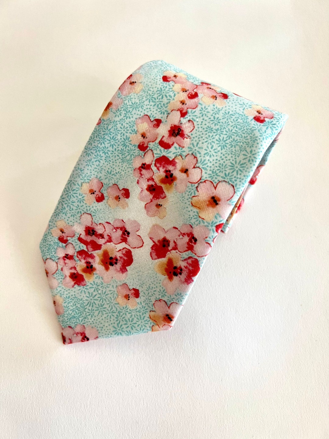 Light Blue Spring Flowers Floral Necktie. Light Blue Pink Flowers ...