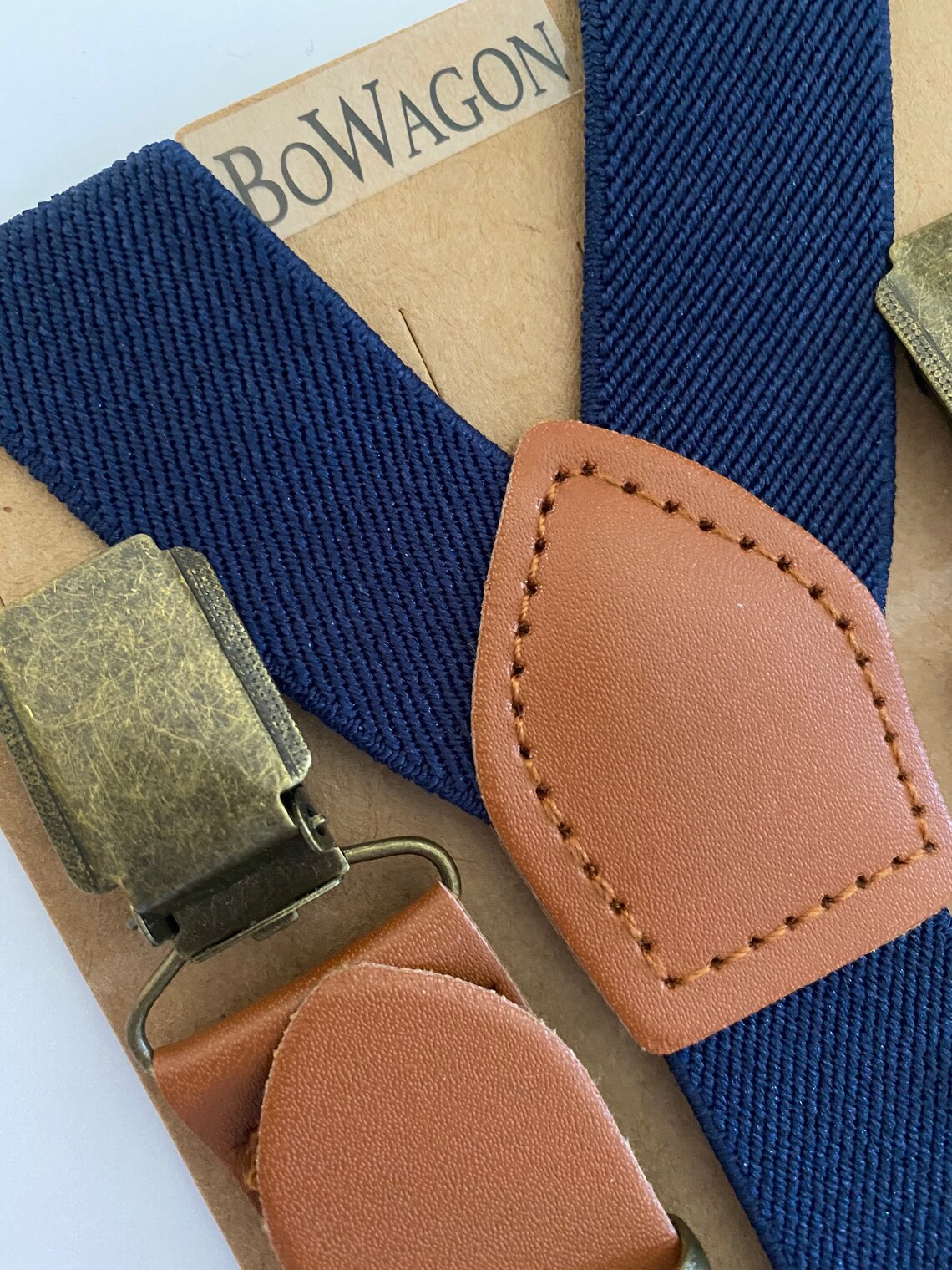 Kids Navy Blue Buckle Elastic Suspenders and Navy Bow Tie Set Groomsman ...
