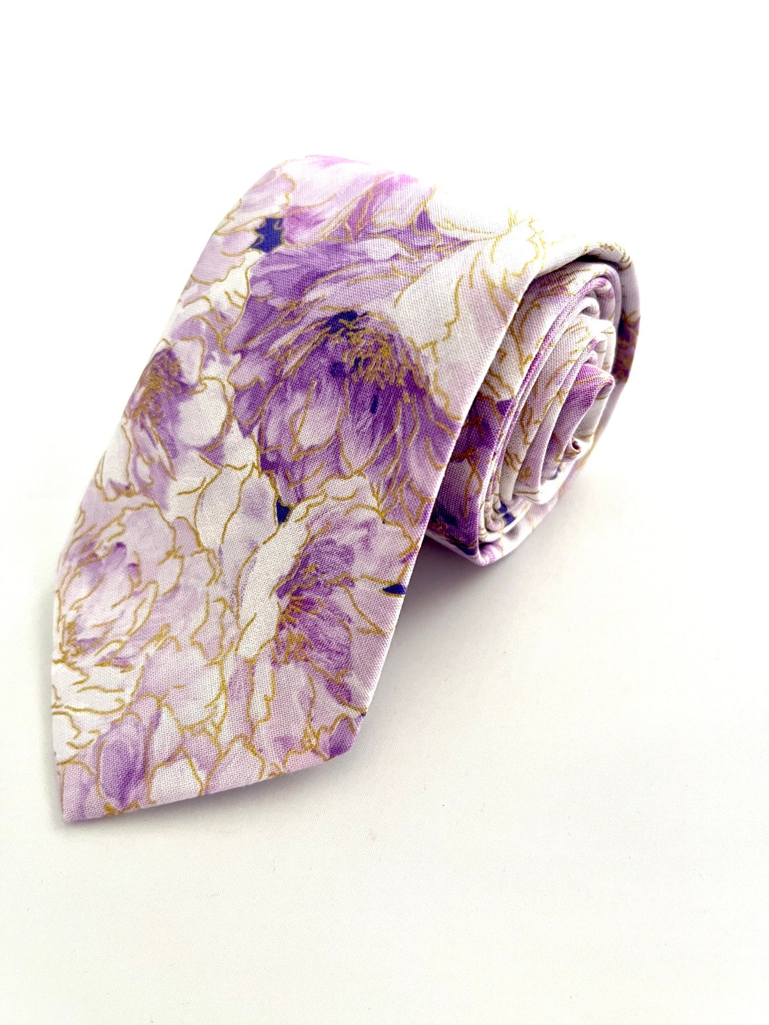 Lavender Lilac Purple and Gold Floral Necktie. Light Purple Spring ...