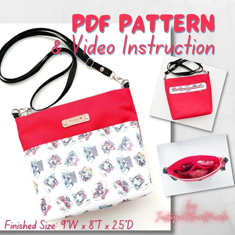 PDF Pattern With Video Instruction | "on the Go" Crossbody Bag | Front ...