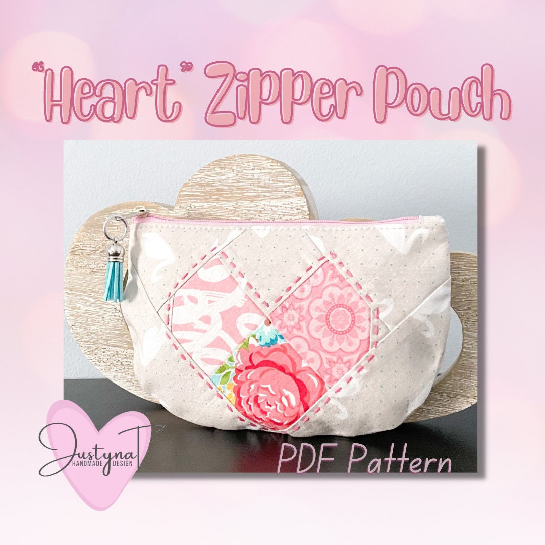 PDF Pattern Download | "heart" Zipper Pouch | Quilted Front | Beginner ...