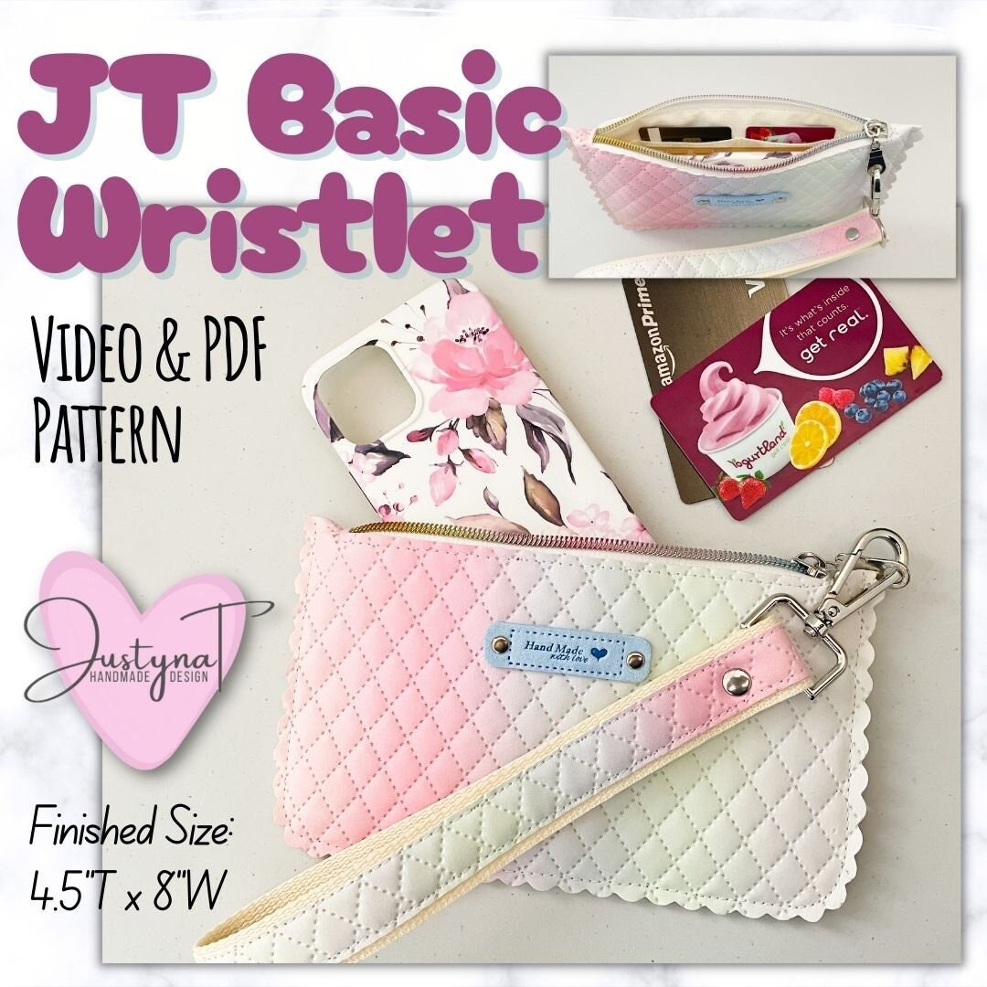 PDF + Video Sewing Pattern | JT Basic Wristlet | Credit Card and Cell ...