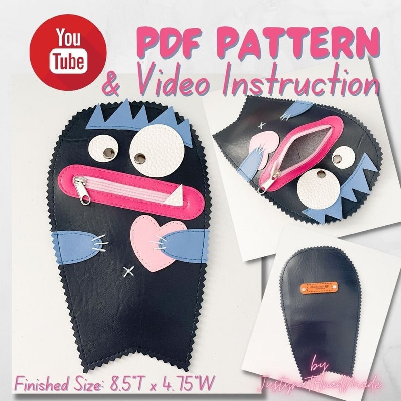 Sewing Pattern With Video Instruction Spiky Monster Zipper - Etsy