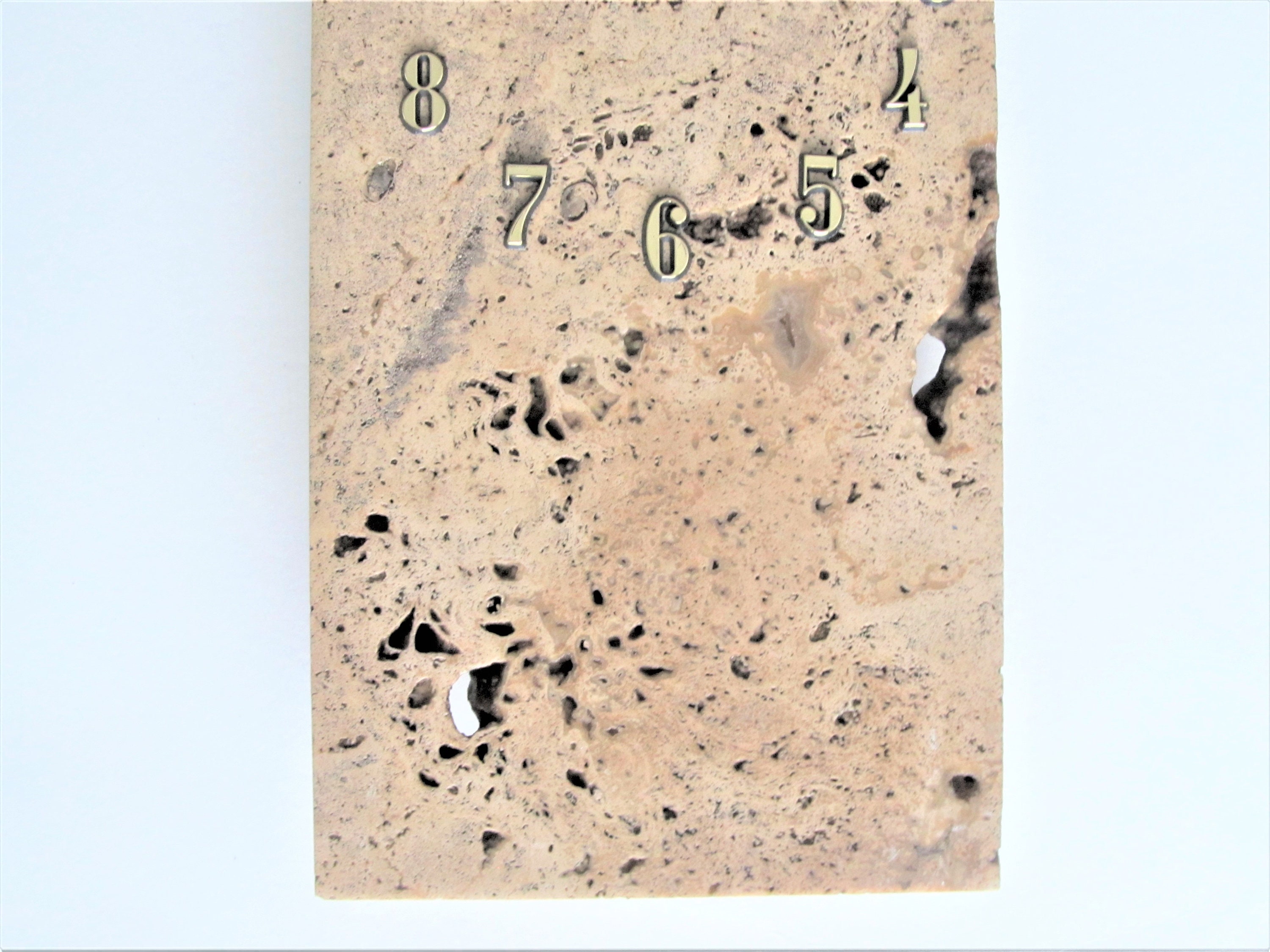 Travertine Stone Clock, Natural Antique Carpi Stone Wall Clock With ...