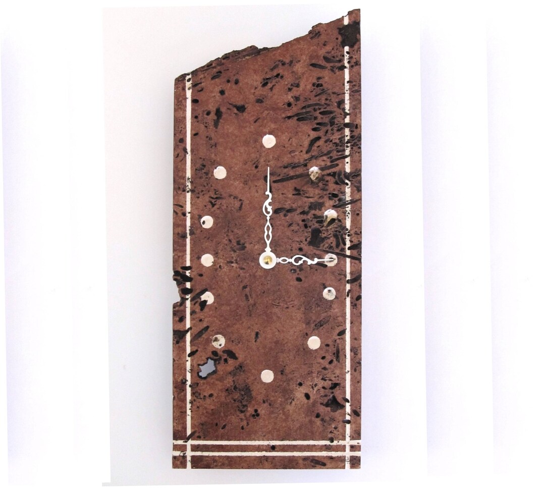 Travertine Stone Clock, Desk Clock, Natural Stone Clock, Concave Hour ...