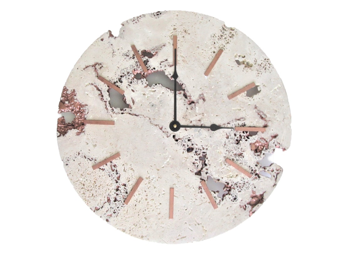 16 Limestone Wall Clock, Unique Large Handmade Stone Wall Clock With ...